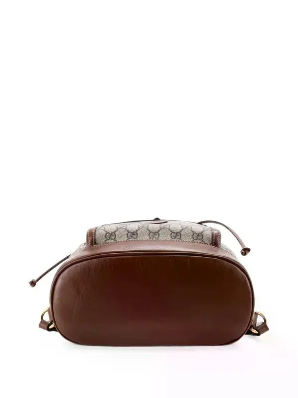 Gucci Interlocking G Patch Drawstring Flap Gg Coated Canvas Backpack