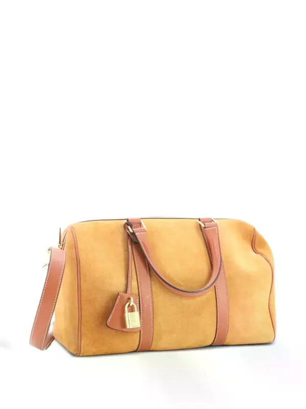 Celine Convertible Boston Bag Suede And Leather Travel Bag - Brown
