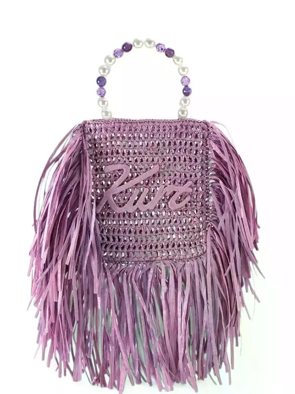 Kurt Geiger Fringe-trimmed Beaded-handle Tote Bag - Purple
