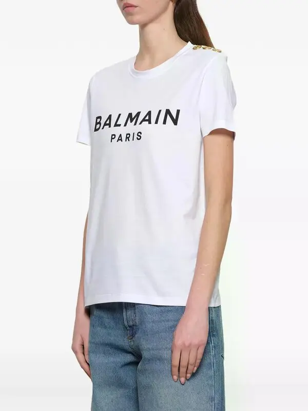 Balmain Logo-print T-shirt With Embossed Buttons