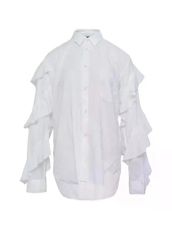 Comme Des Garçons Ruffled-sleeve Shirt - White
