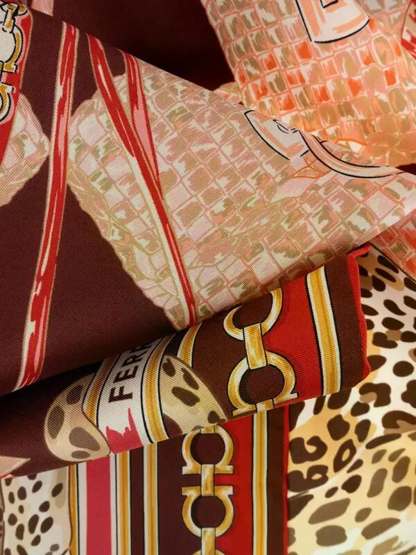 FERRAGAMO Feline Print Silk Foulard - Red