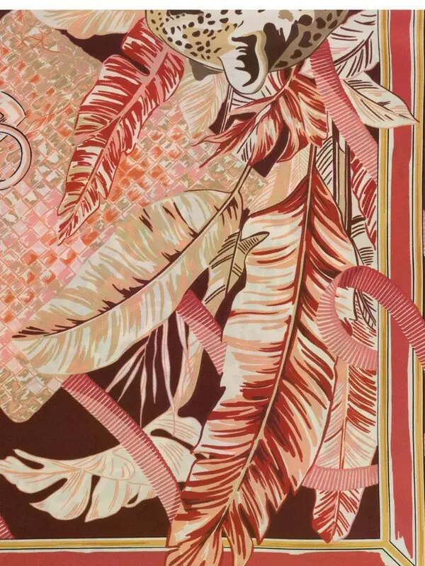 FERRAGAMO Feline Print Silk Foulard - Red