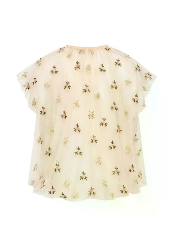 Simone Rocha Rosebud-embroidered Gathered Blouse