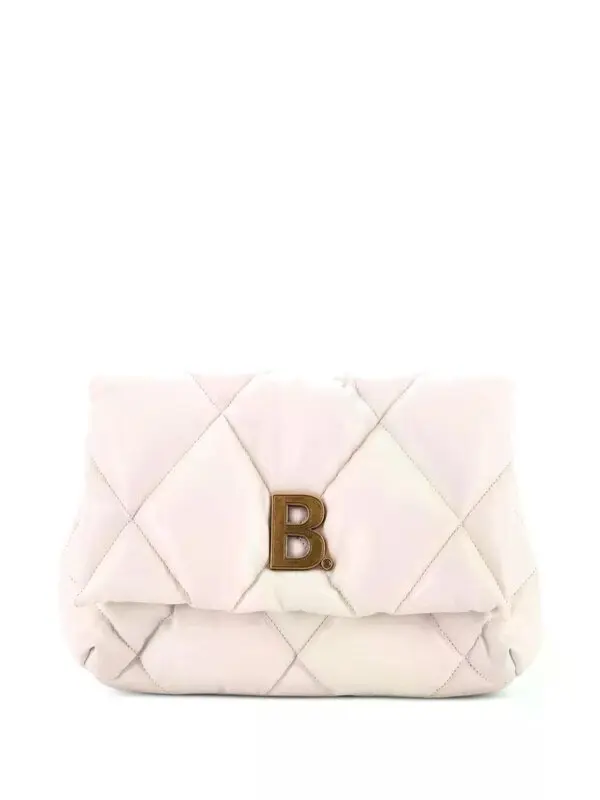 Balenciaga Touch Quilted Puffy Leather Medium Clutch Bag - White