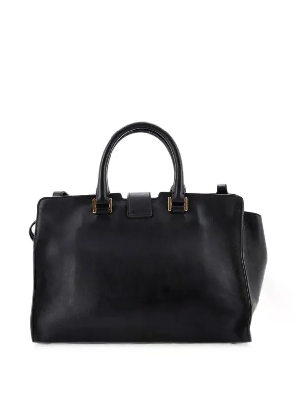 Saint Laurent Monogram Cabas Leather Satchel - Black