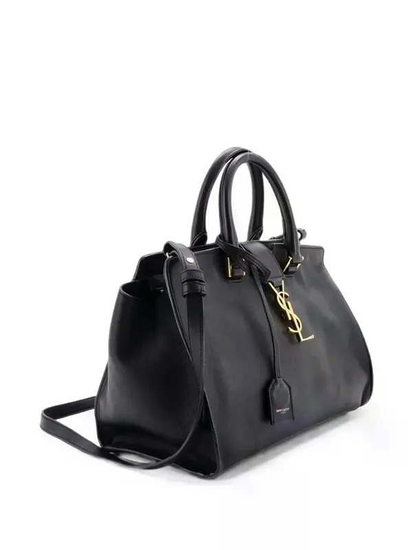 Saint Laurent Monogram Cabas Leather Satchel - Black