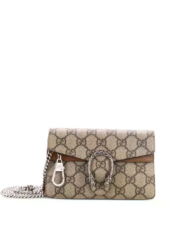 Gucci Dionysus Bag Gg Coated Canvas Super Mini Crossbody Bag - Brown