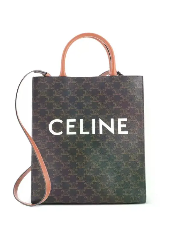 Celine Vertical Cabas Triomphe Coated Canvas Tote Bag - Brown
