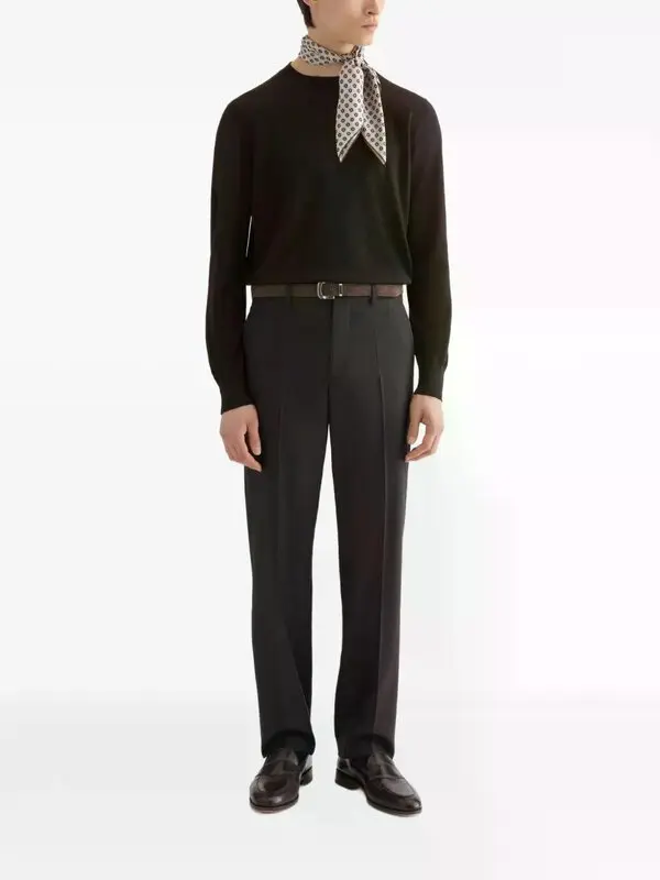 Agnona Ribbed-trim Crew-neck Sweater - Brown