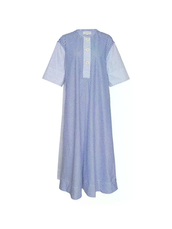 LEE MATHEWS Striped Short-sleeve Maxi Dress