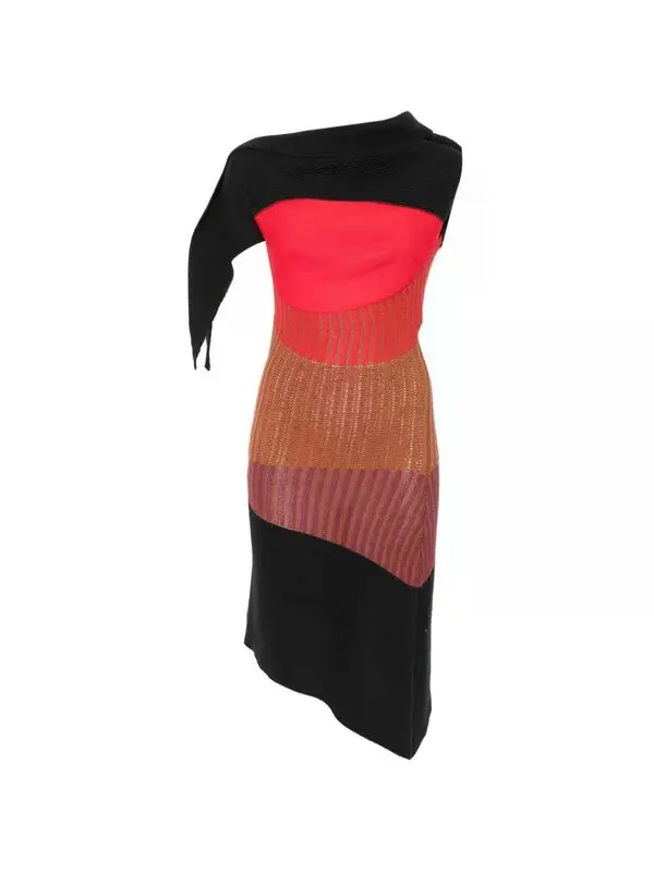 KIKO KOSTADINOV Colour-block Asymmetric Midi Dress - Black