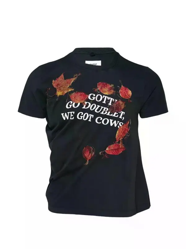 DOUBLET Twister Leaf-embroidered T-shirt