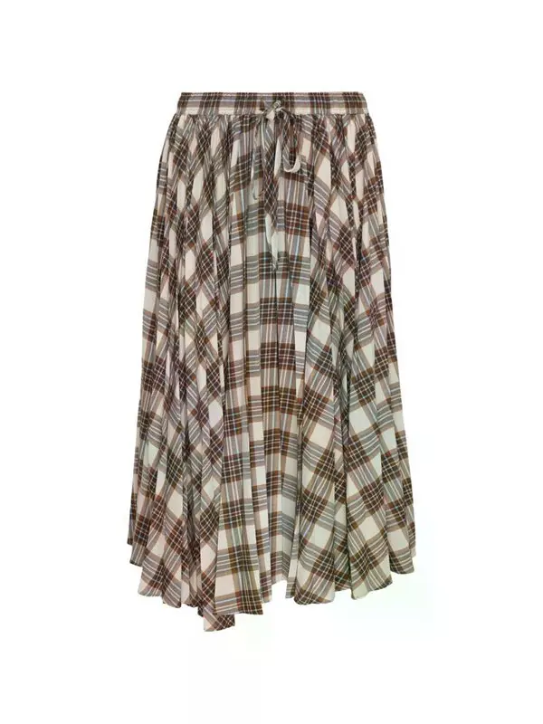 LEE MATHEWS Rowan Check-print Drawstring Midi Skirt