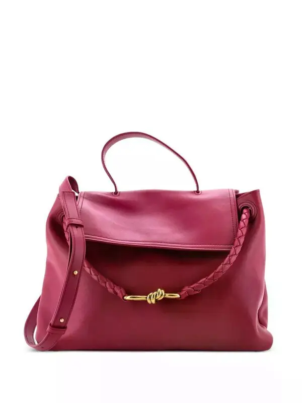 Bottega Veneta Ciao Ciao Top Handle Bag Leather With Intrecciato Detail Medium Satchel - Pink