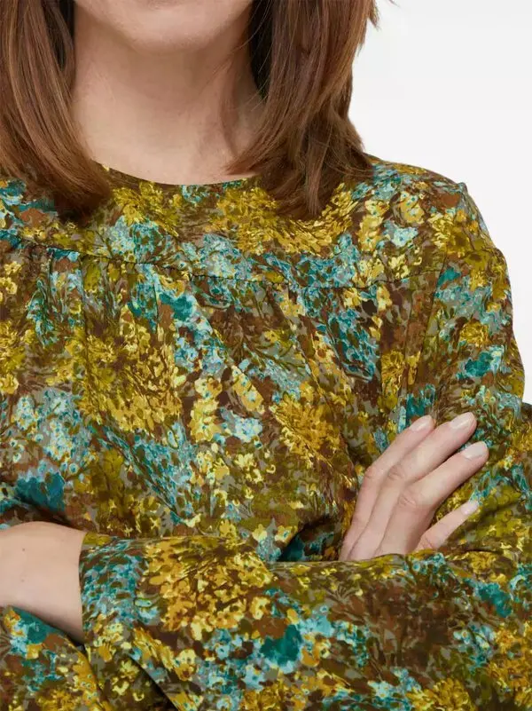 Sisley Floral-print Long-sleeve Mini Dress