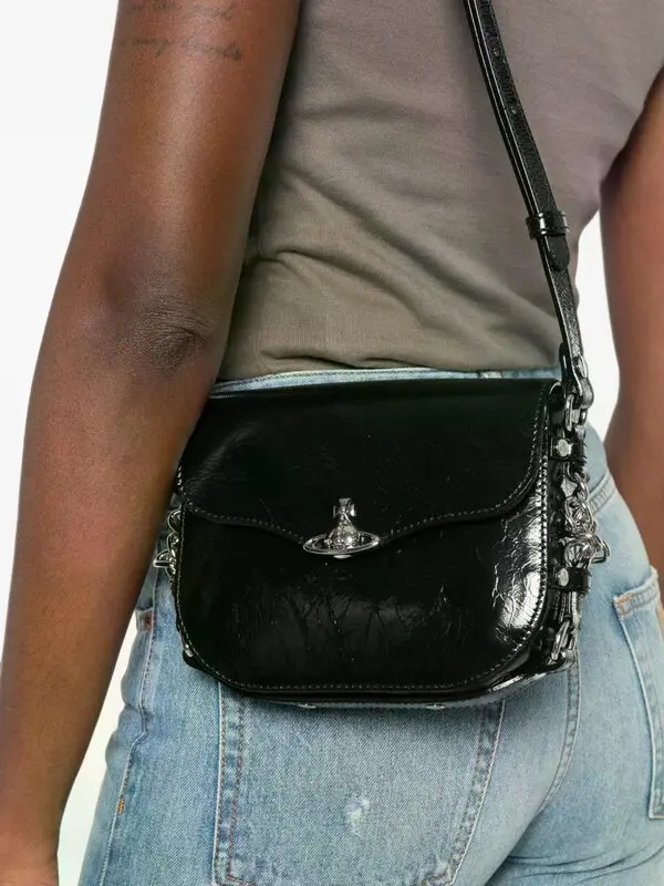 VIVIENNE WESTWOOD Orb-plaque Crinkled-finish Shoulder Bag