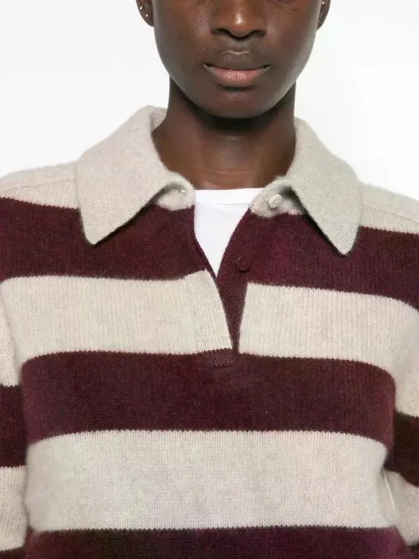 KUJTEN Royce Stripe Polo-collar Sweater