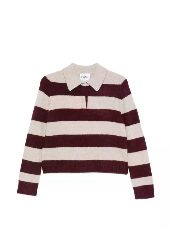 KUJTEN Royce Stripe Polo-collar Sweater