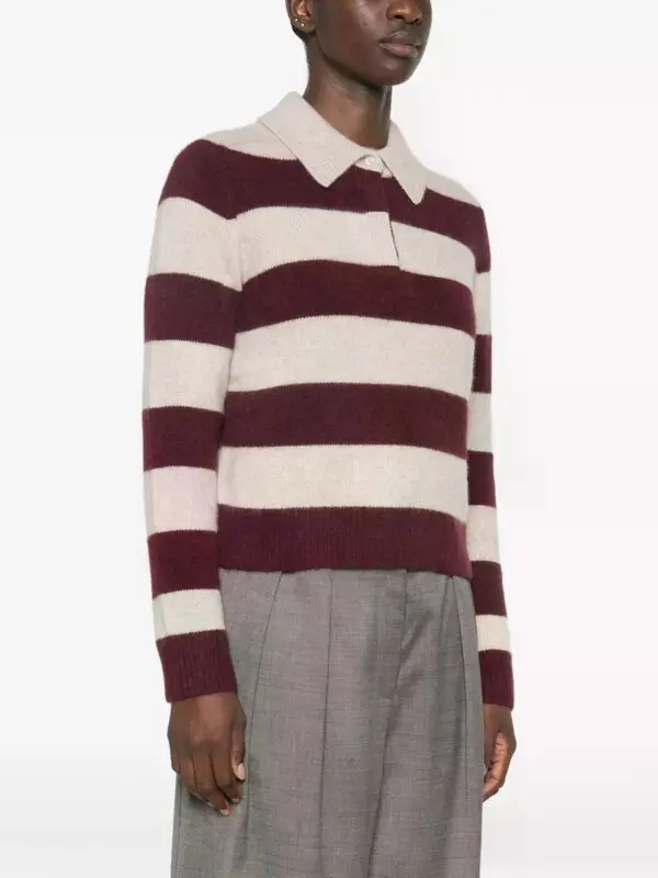 KUJTEN Royce Stripe Polo-collar Sweater
