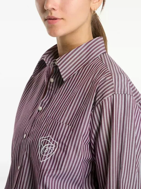 Gant Vertical-stripe Logo-embroidered Shirt