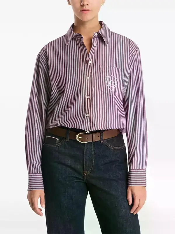 Gant Vertical-stripe Logo-embroidered Shirt