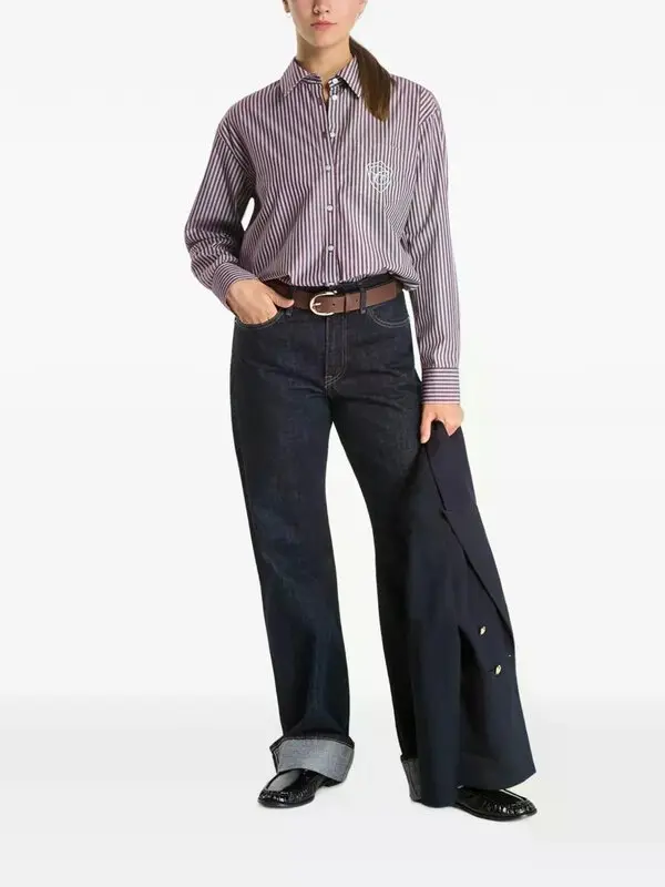 Gant Vertical-stripe Logo-embroidered Shirt