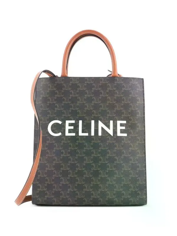 Celine Vertical Cabas Triomphe Coated Canvas Tote Bag - Brown