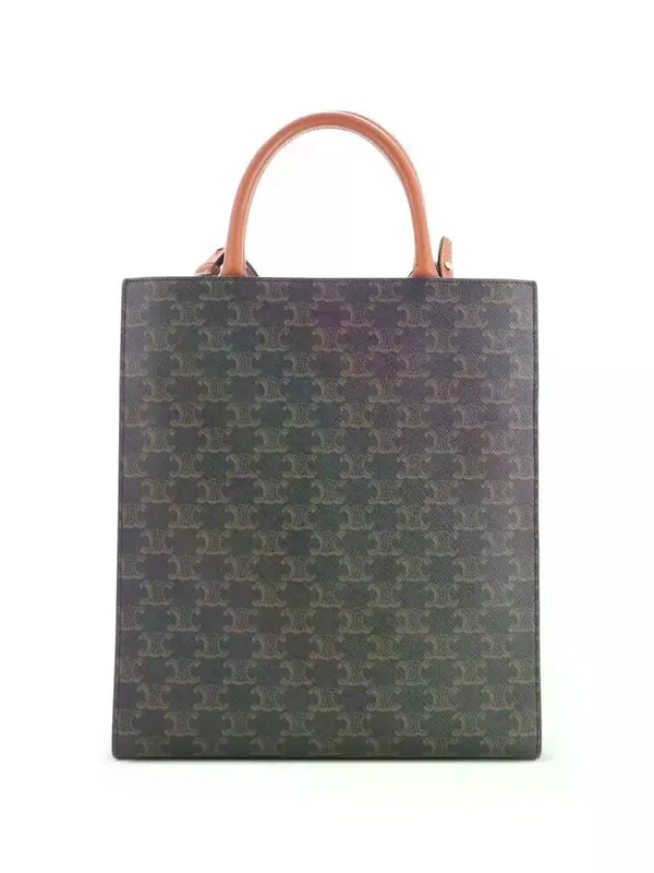 Celine Vertical Cabas Triomphe Coated Canvas Tote Bag - Brown