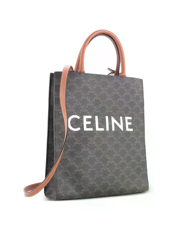 Celine Vertical Cabas Triomphe Coated Canvas Tote Bag - Brown