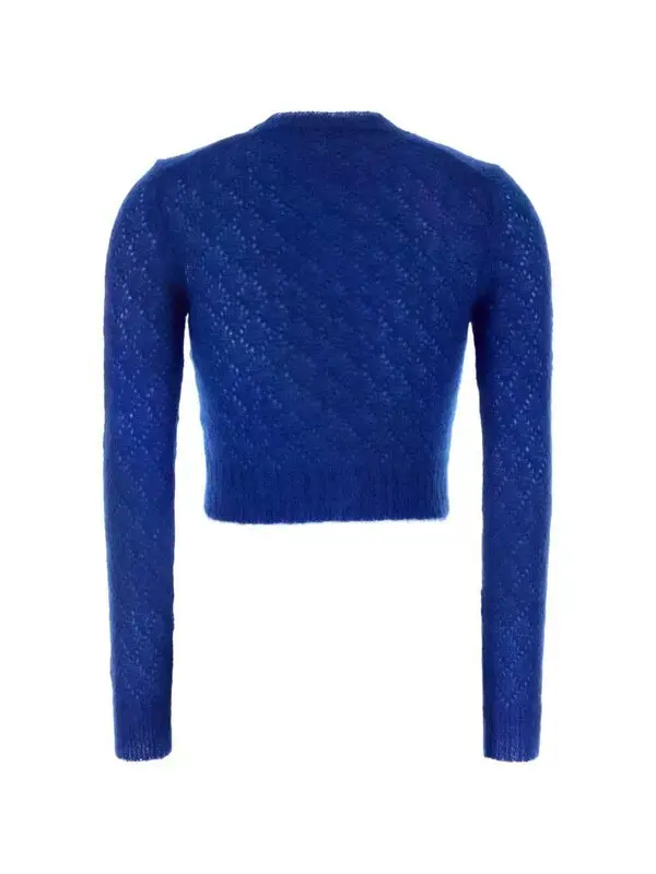 JIL SANDER Pointelle-knit Cropped Sweater - Blue