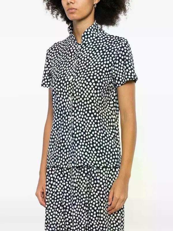 AGNES B. Floral-print Officer-collar Shirt