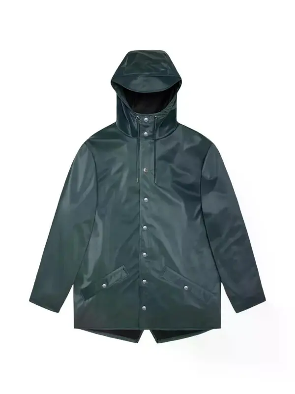 Rains Hooded Press-stud Jacket - Green