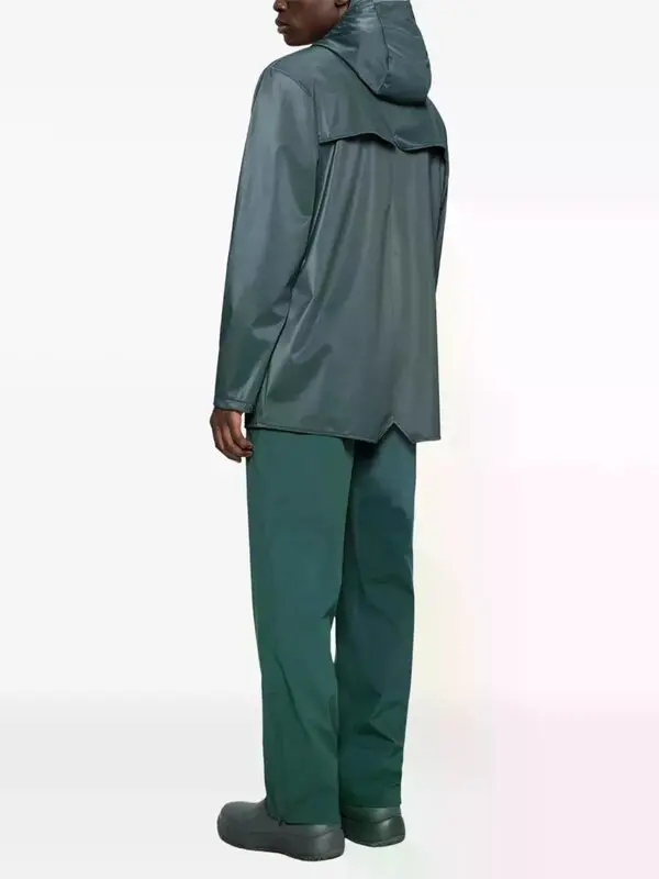 Rains Hooded Press-stud Jacket - Green