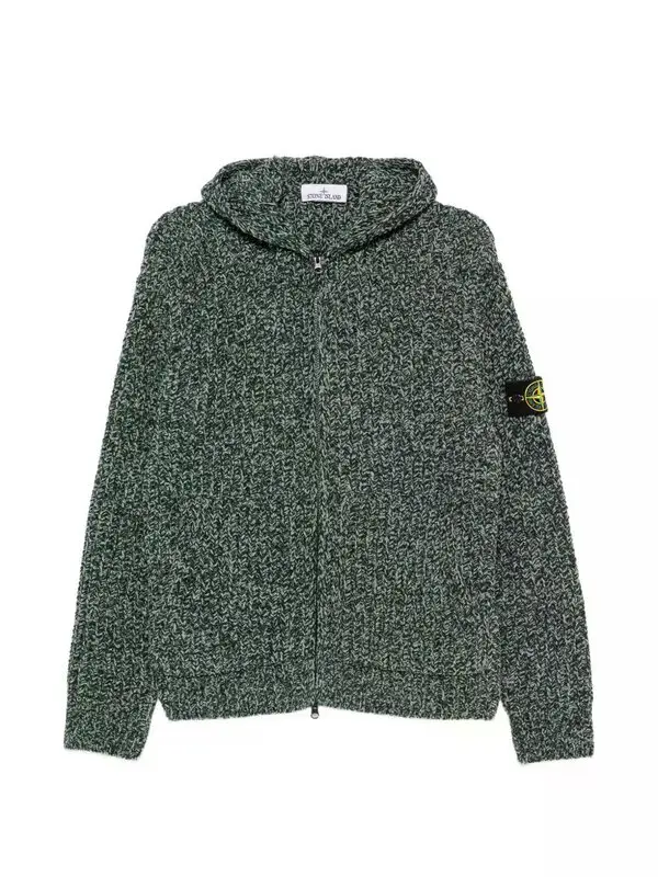 Stone Island Logo-patch Zip-up Hoodie - Green