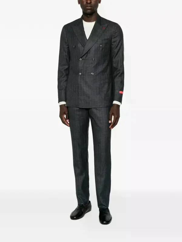 Isaia Pinstriped Double-breasted Suit - Grey