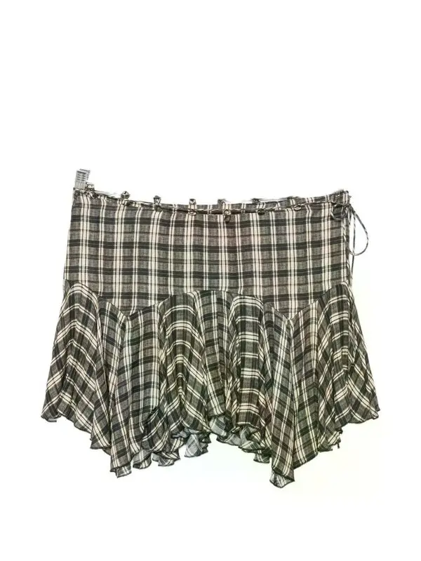 KNWLS Checked Ruffled Mini Skirt