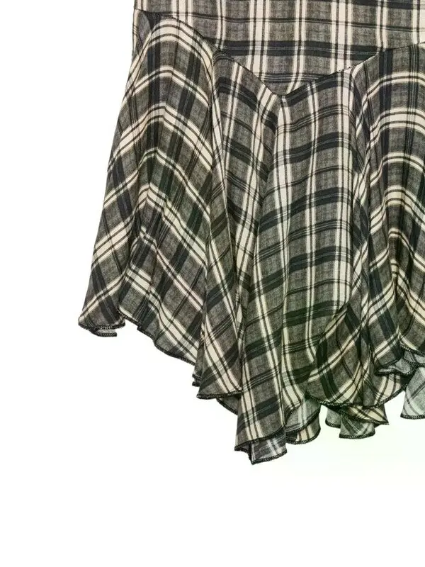 KNWLS Checked Ruffled Mini Skirt