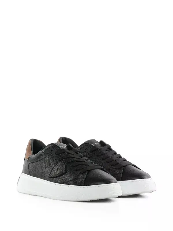 Philippe Model Temple Logo-patch Pebbled-leather Sneakers