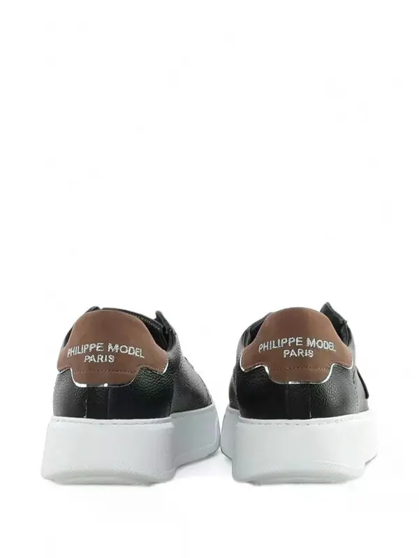 Philippe Model Temple Logo-patch Pebbled-leather Sneakers