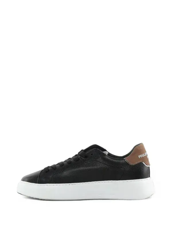 Philippe Model Temple Logo-patch Pebbled-leather Sneakers