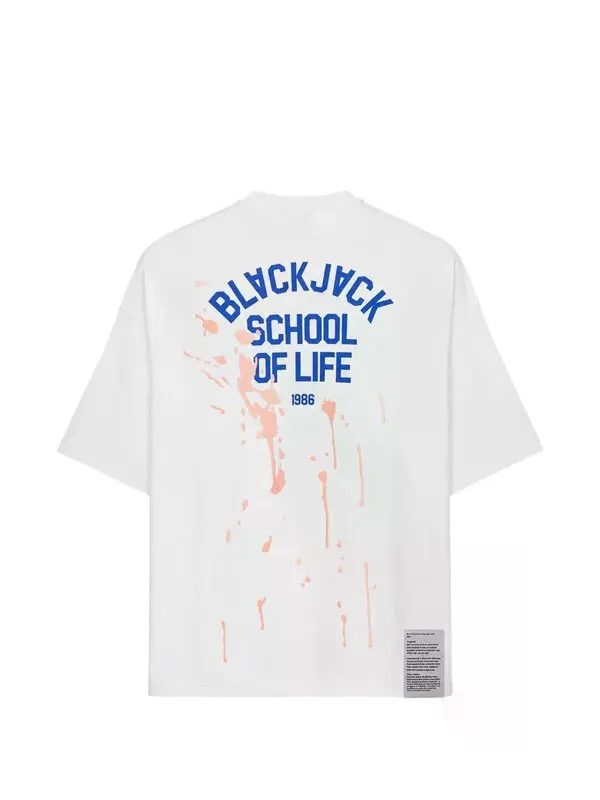 BLACKJACK Logo-print Paint-splatter T-shirt
