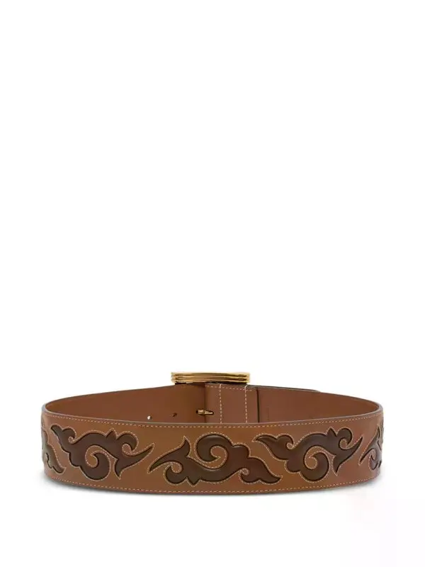 Etro Leather Belt With Texan Embroidery