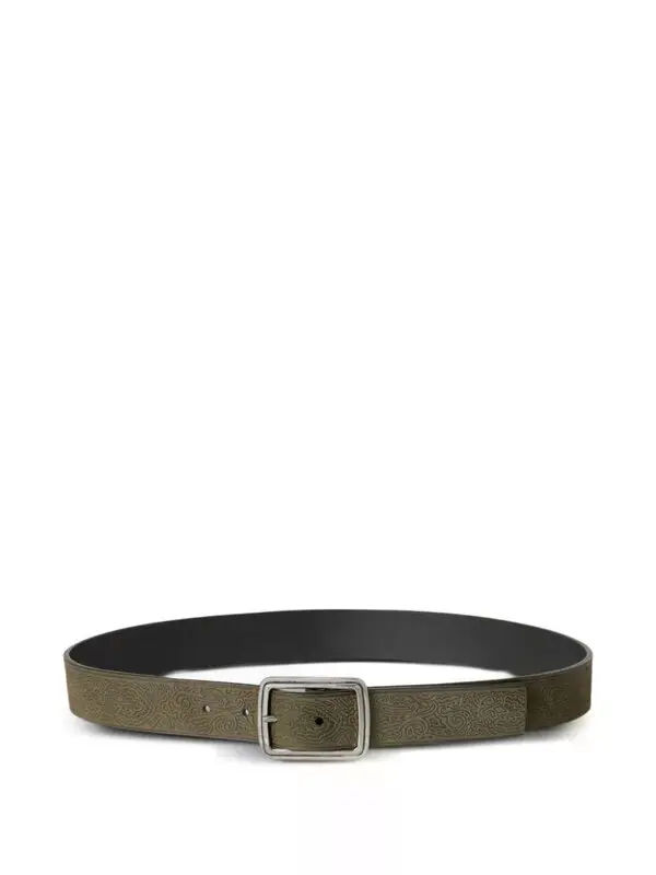 Etro Reversible Leather Belt With Engraved Motif - Green