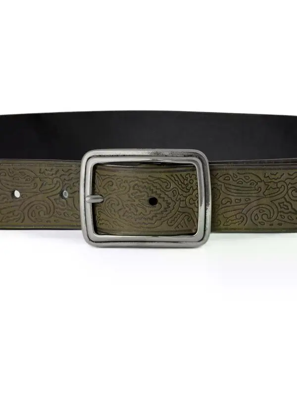 Etro Reversible Leather Belt With Engraved Motif