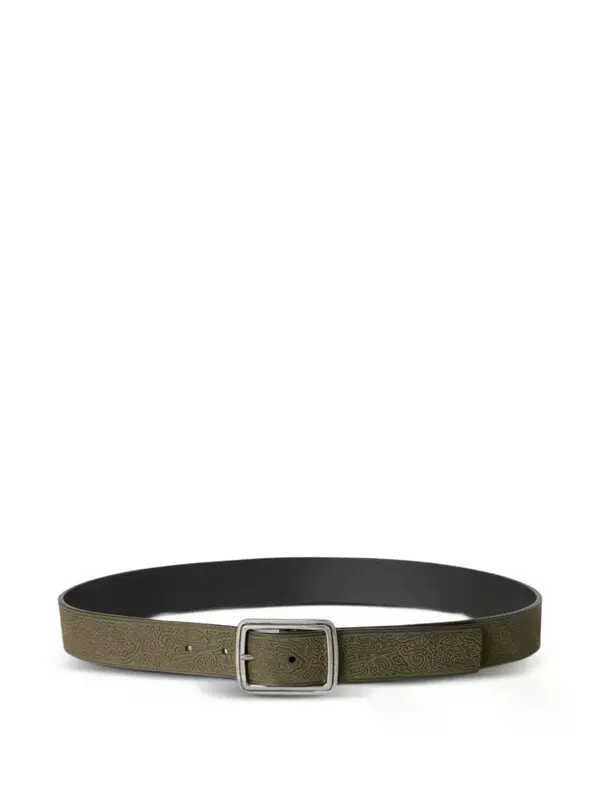Etro Reversible Leather Belt With Engraved Motif - Green