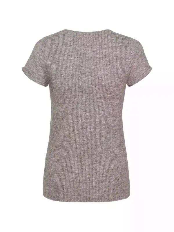 LEE MATHEWS Thea Ribbed-knit Short-sleeve Top