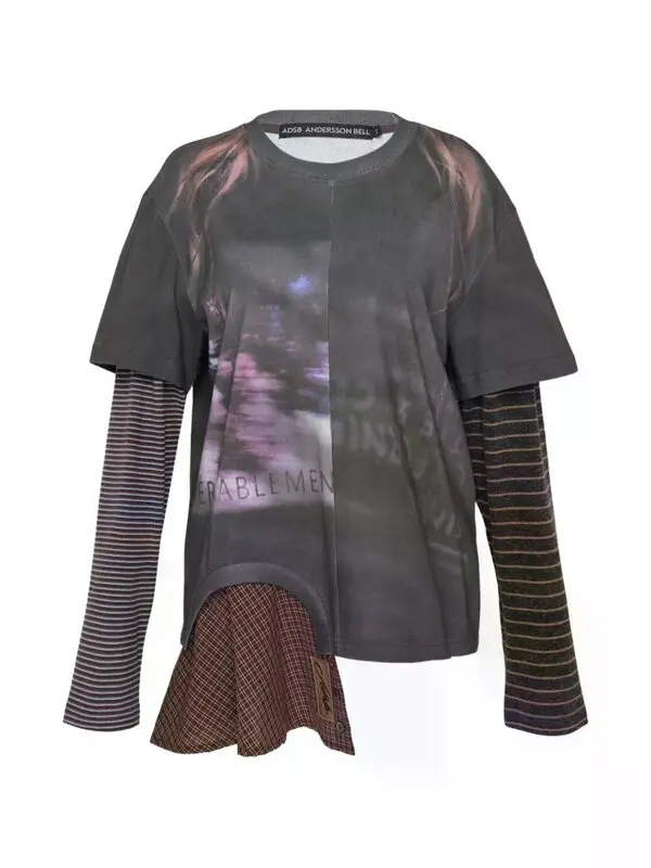 Andersson Bell Layered-sleeve Graphic-print T-shirt