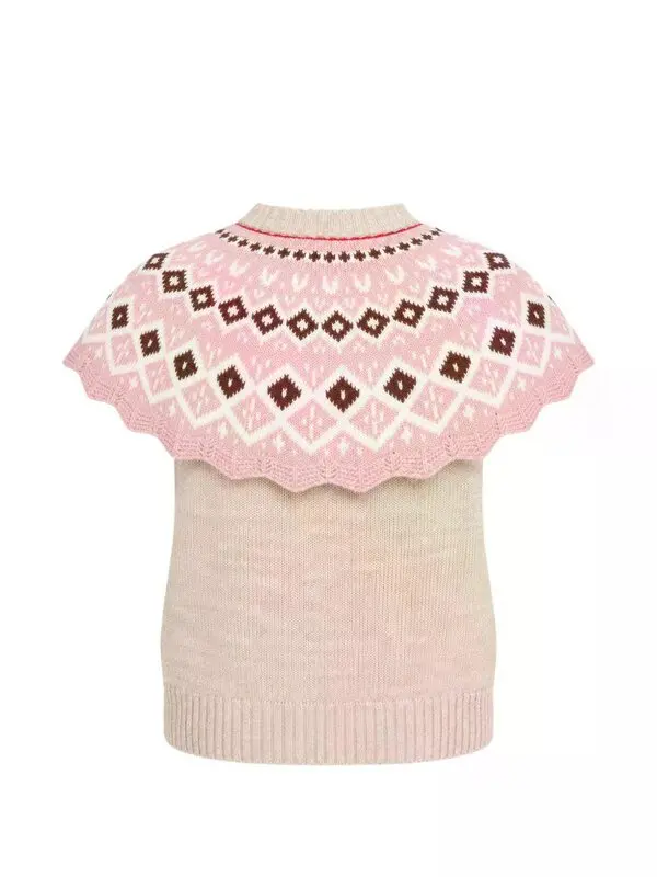 MSGM Fair Isle Intarsia Sweater With Scalloped Capelet