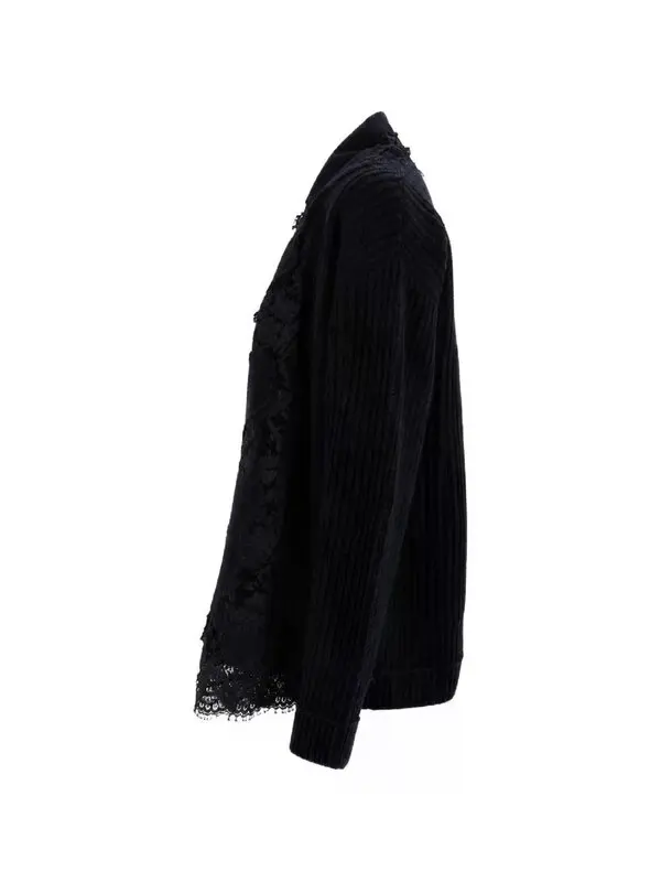 Ermanno Scervino Lace-trim Ribbed-knit Cardigan